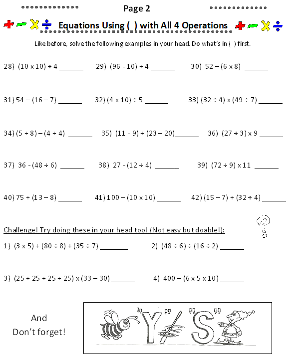 Equations Using ( ) All Operations (Grades 5 - 7) | Made By Teachers