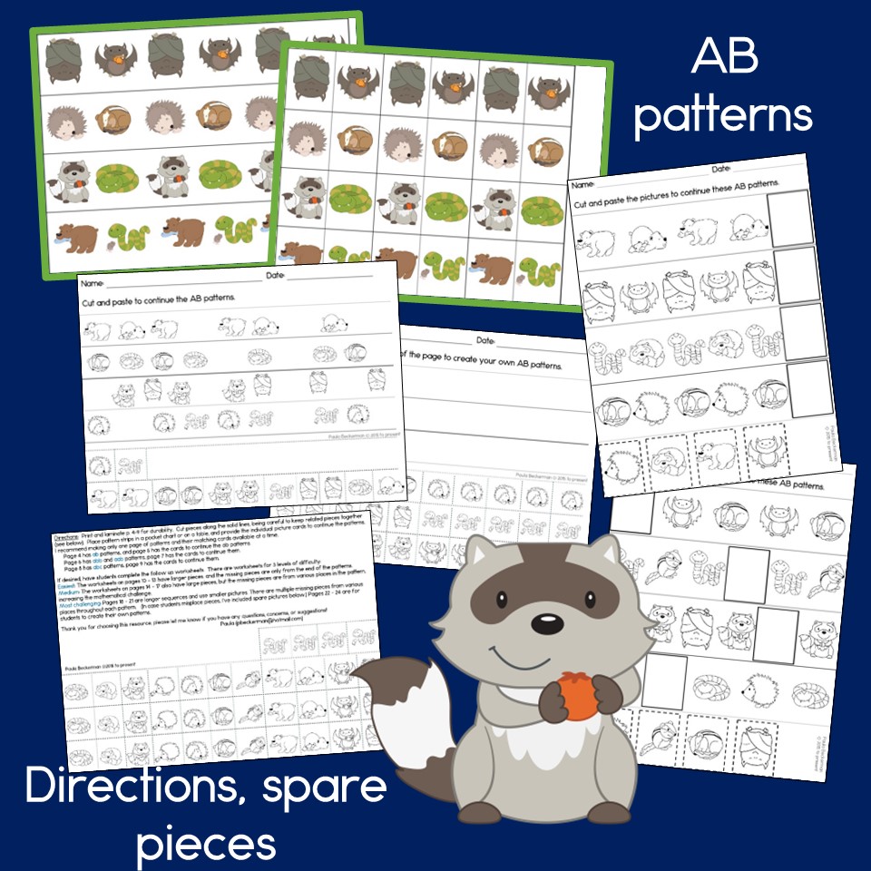 Hibernating Animals | Hibernation Patterns Math Center with AB ABC AAB ...