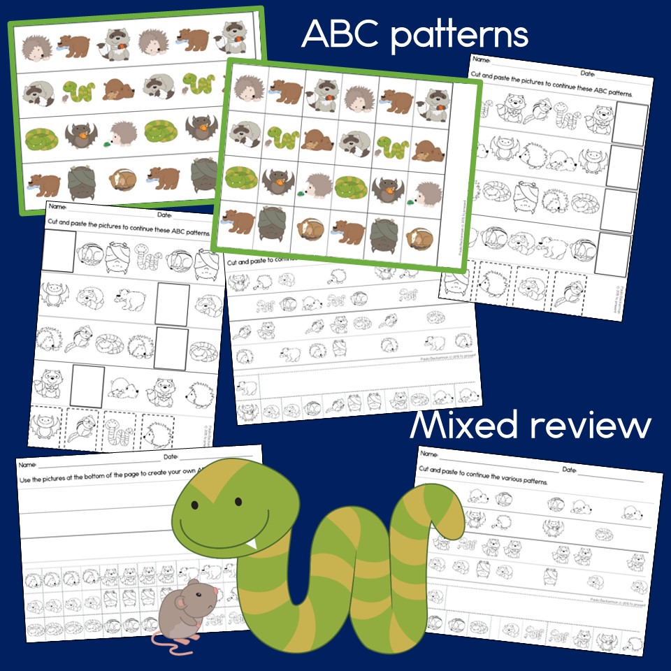 Hibernating Animals | Hibernation Patterns Math Center with AB ABC AAB ...