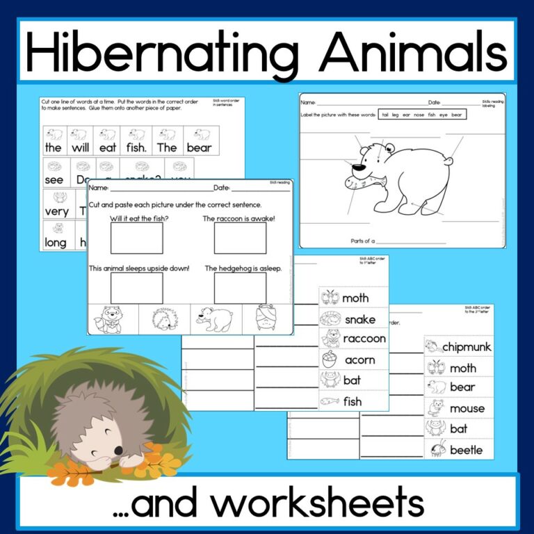 Hibernating Animals Sight Word Sentences Reading Comprehension Writing ...