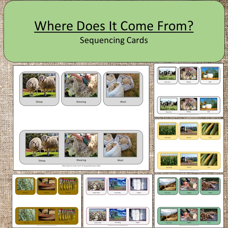 Where Does It Come From? Sequencing Cards adn Matching Montessori ...
