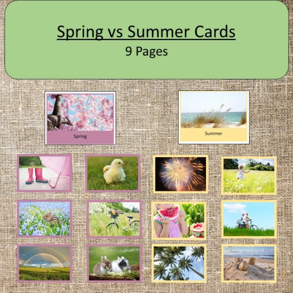 Spring vs Summer Cards Montessori Seasonal Work Seasons Preschool ...