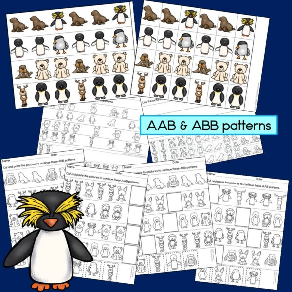 Polar Animals Patterns Math Center with AB ABC AAB and ABB patterns ...