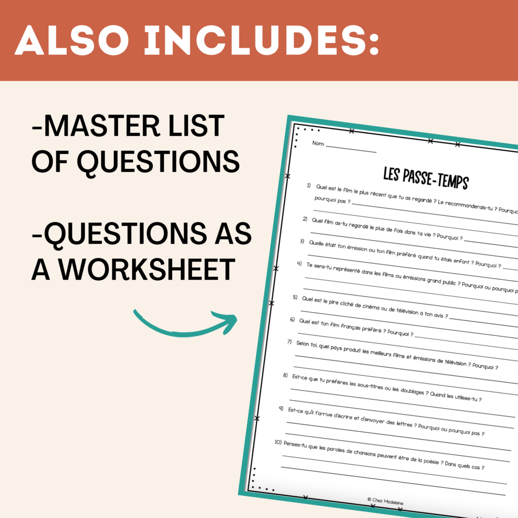 Cartes de Conversation - French hobbies B1/B2 | Made By Teachers