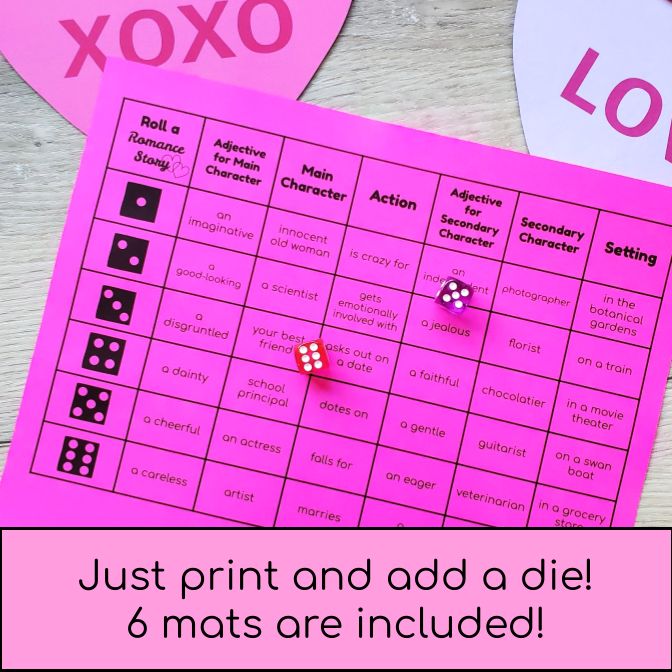 Roll a Romance Story - Great Valentine's Day Creative Writing Activity ...