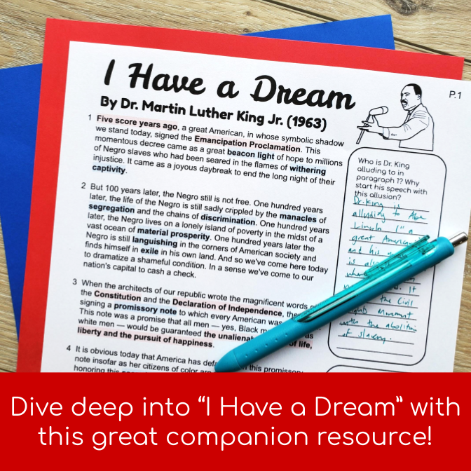 I Have a Dream Text Questions + Vocabulary List - For MLK Day or Black ...