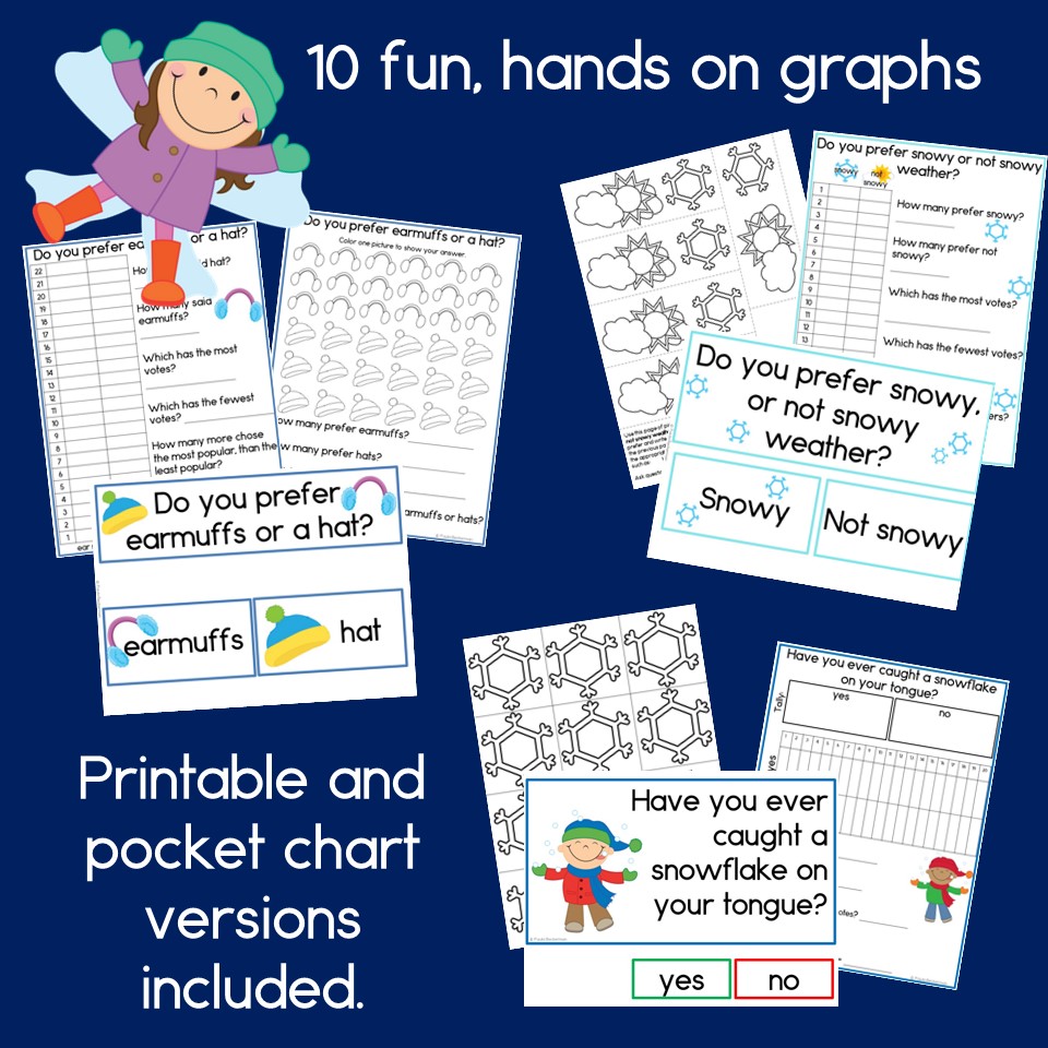 Winter Graphing with Pictographs Horizontal and Vertical Graphs | Made ...