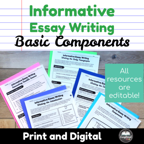 Informative Essay Writing Basic Components - Print and Digital | Made ...