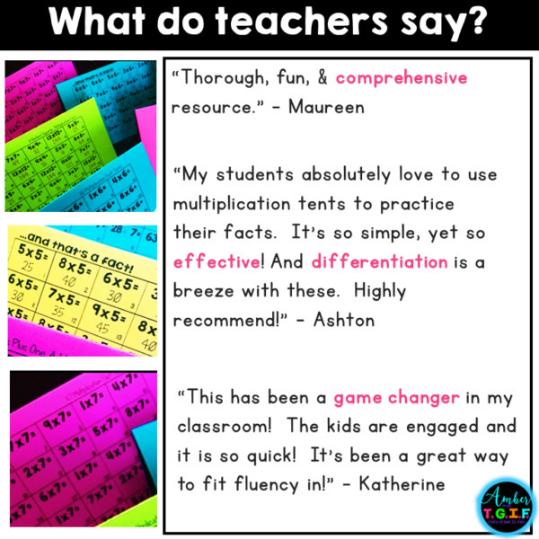 Multiplication Fact Fluency Tents | Multiplication Practice Flash Cards ...