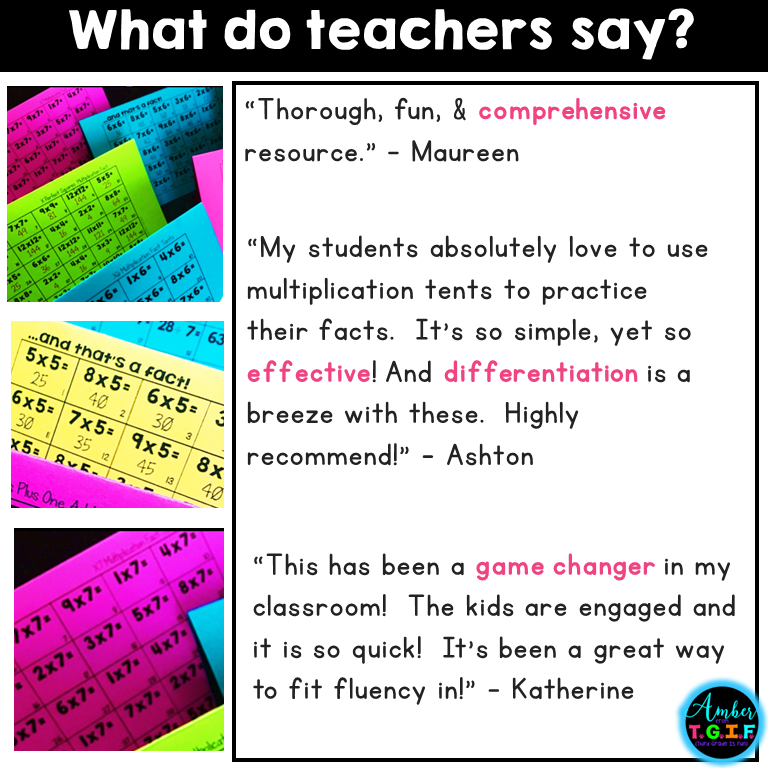 Multiplication Fact Fluency Tents | Multiplication Practice Flash Cards ...