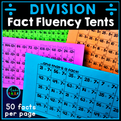 Division Fact Practice | Division Fact Fluency Tents | Flash Cards ...