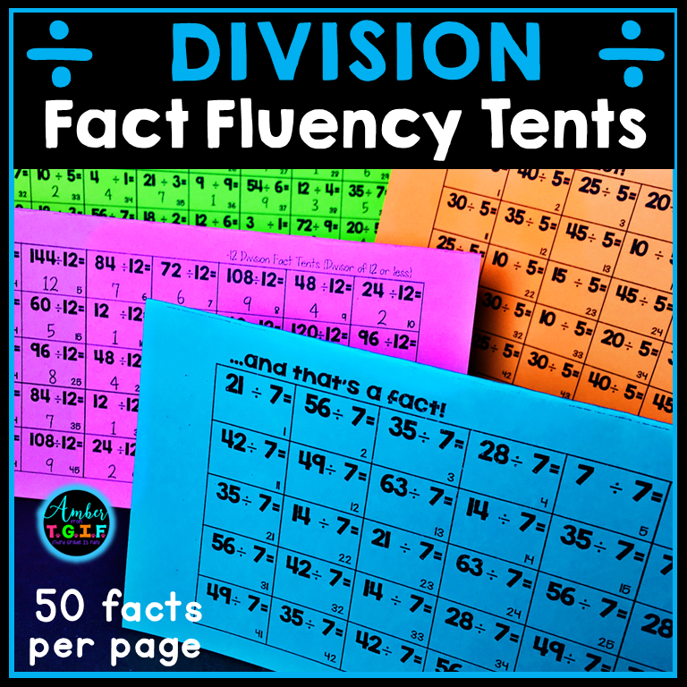 Division Fact Practice | Division Fact Fluency Tents | Flash Cards ...