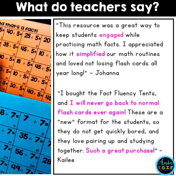 Division Fact Practice | Division Fact Fluency Tents | Flash Cards ...