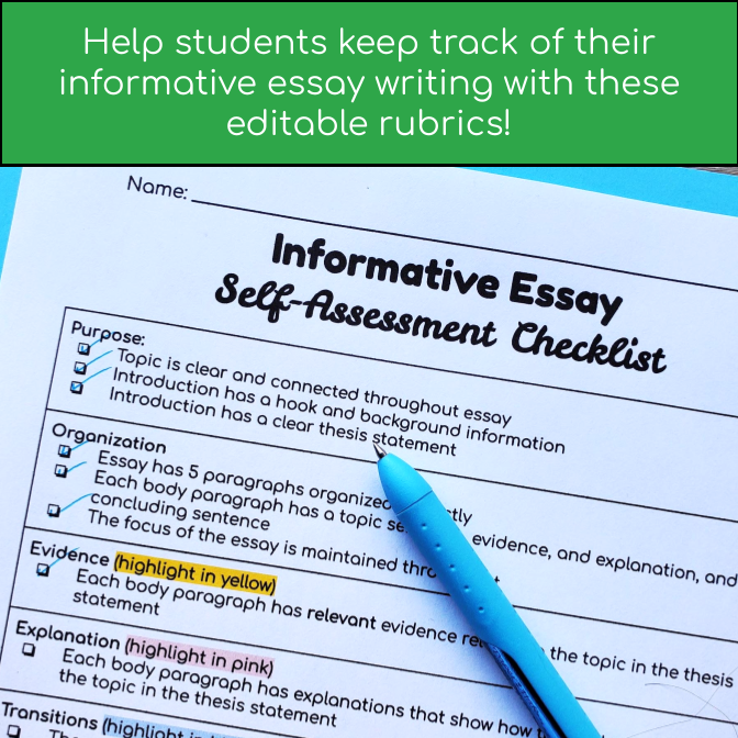 Informative Essay Writing Editable Rubrics - Print and Digital | Made ...