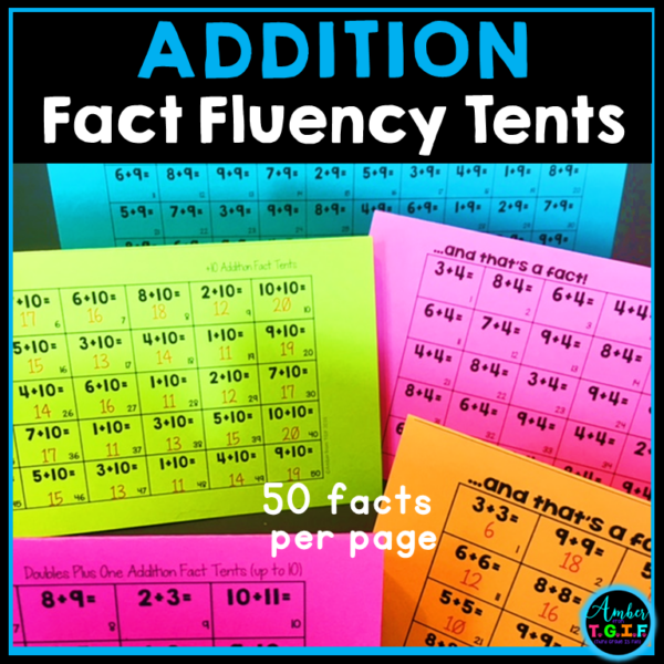Addition Fact Fluency Practice Tents | Addition Flash Cards & Worksheet ...