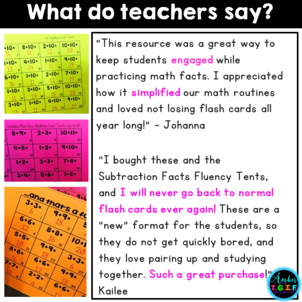 Addition Fact Fluency Practice Tents | Addition Flash Cards & Worksheet ...