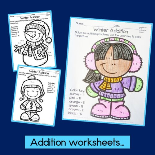 Winter Addition and Subtraction Within 20 NO PREP Worksheets | Made By ...