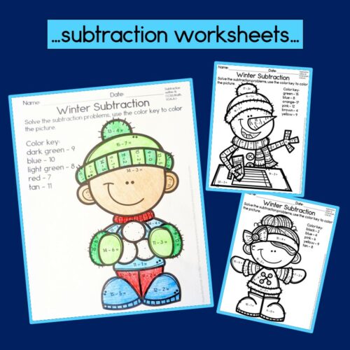 Winter Addition and Subtraction Within 20 NO PREP Worksheets | Made By ...