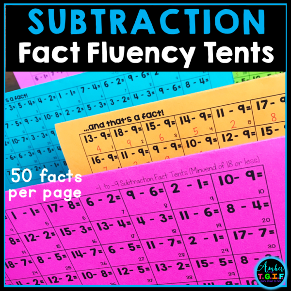 Subtraction Fact Fluency Tents | Subtraction Flash Cards & Worksheet ...