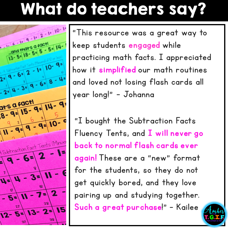 Subtraction Fact Fluency Tents | Subtraction Flash Cards & Worksheet ...