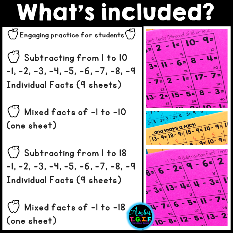 Subtraction Fact Fluency Tents | Subtraction Flash Cards & Worksheet ...