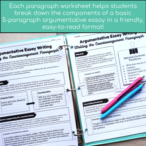 Argumentative Essay Writing Basic Components - Print and Digital | Made ...