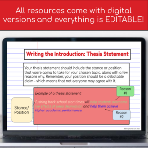 Argumentative Essay Writing Basic Components - Print and Digital | Made ...
