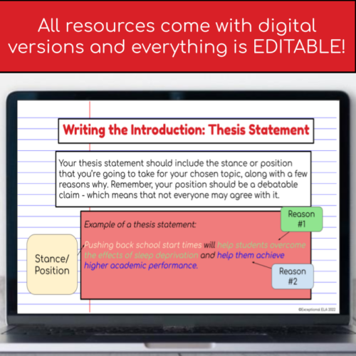 Argumentative Essay Writing Basic Components - Print and Digital | Made ...