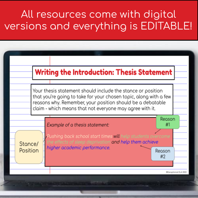 Argumentative Essay Writing Basic Components - Print and Digital | Made ...