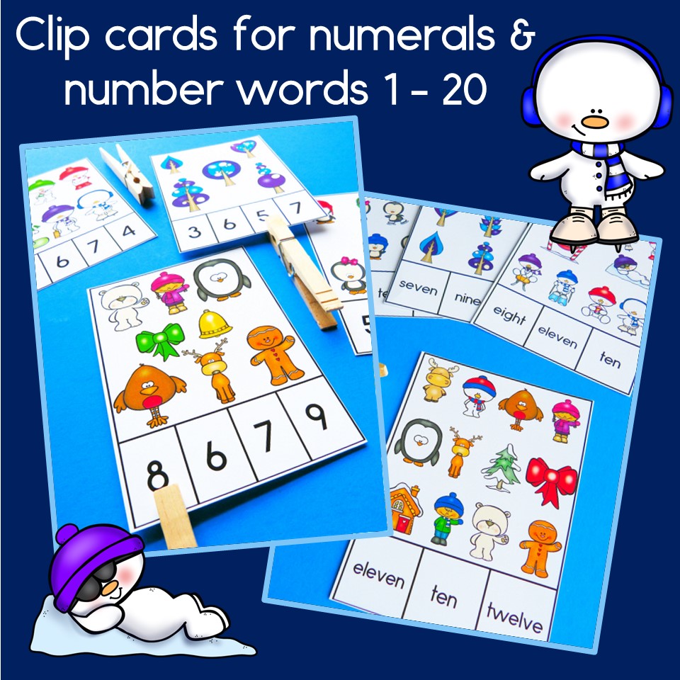 Winter Numerals and Number Words | Counting and Numbers 1-20 | Made By ...