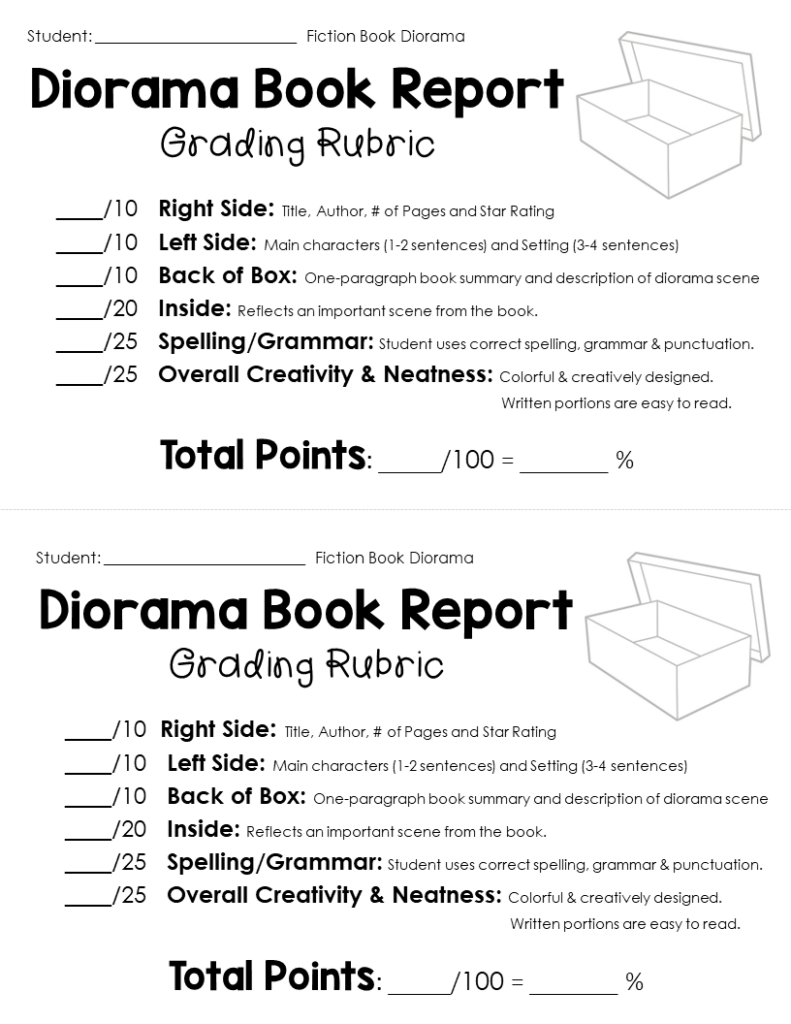 Shoe Box Diorama Book Report Template: Perfect for Fiction or Non ...