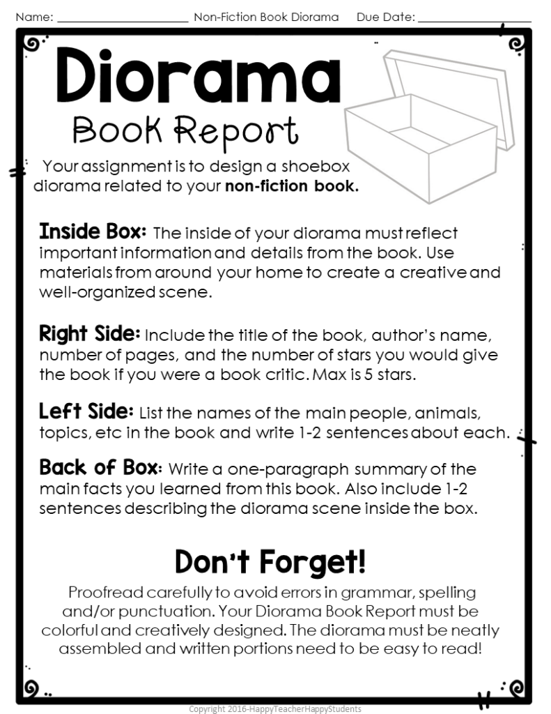Shoe Box Diorama Book Report Template: Perfect for Fiction or Non ...