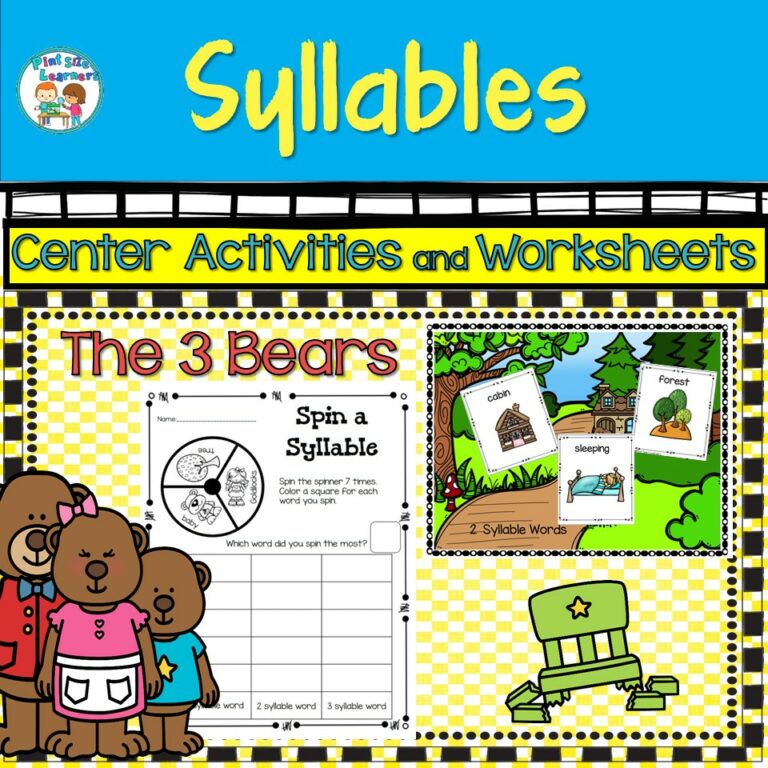Goldilocks and the Three Bears Counting Syllables Activities for PreK ...