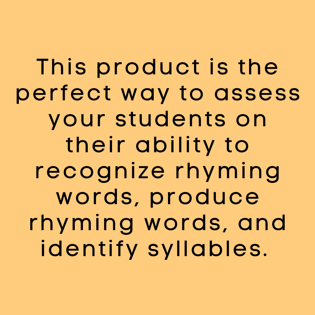 Rhyming and Syllables Assessment (Kindergarten) | Made By Teachers