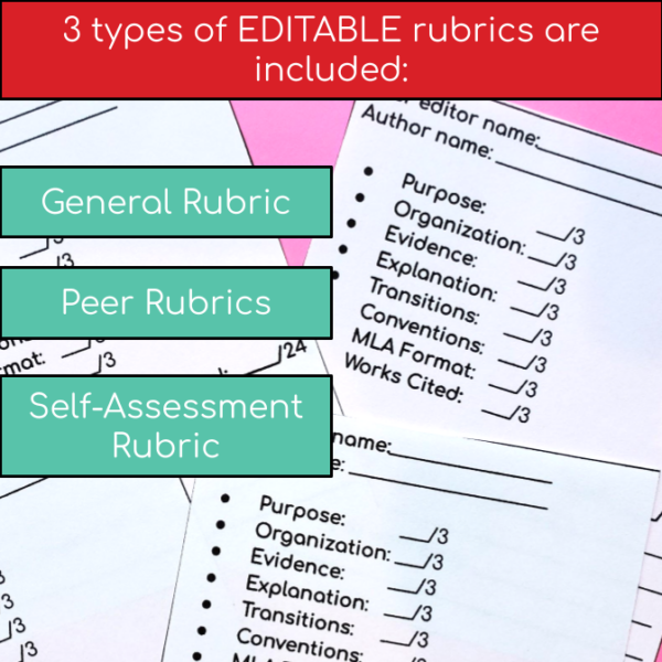 Argumentative Essay Writing Editable Rubrics - Print and Digital | Made ...