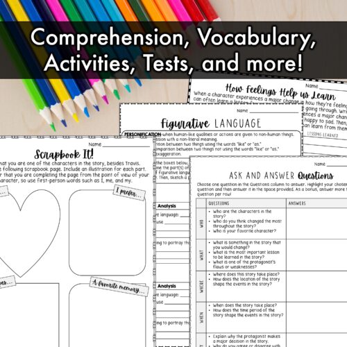 Old Yeller Novel Study Unit | Comprehension and Vocabulary with ...