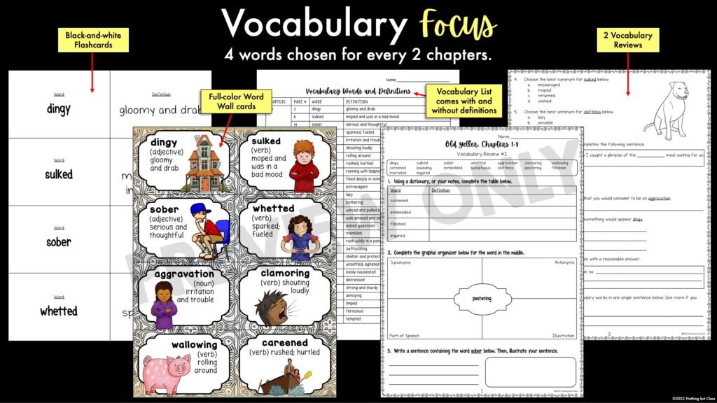 Old Yeller Novel Study Unit | Comprehension and Vocabulary with ...