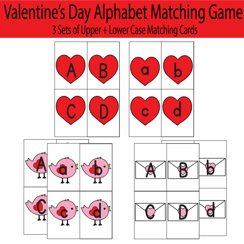Valentine's Day themed Upper Case and Lower Case Letter Matching ...