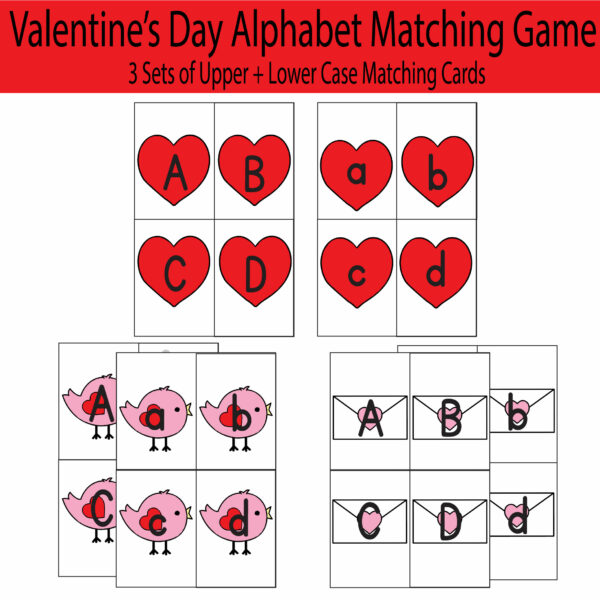 Valentine's Day themed Upper Case and Lower Case Letter Matching ...