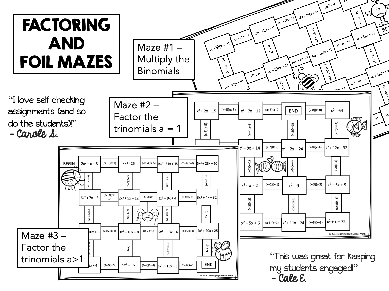 Factoring Trinomials and Multiplying Binomials Mazes | Made By Teachers