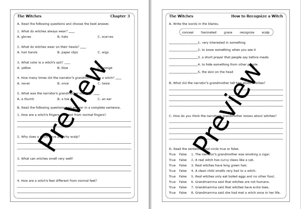 Roald Dahl "The Witches" worksheets | Made By Teachers