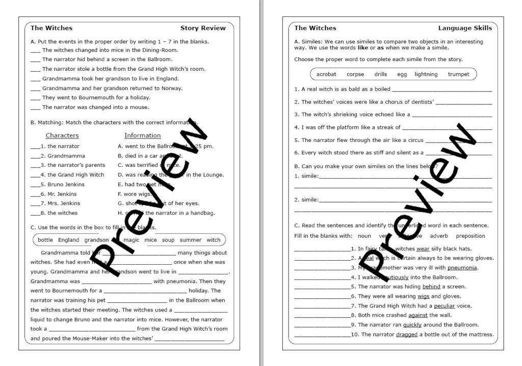 Roald Dahl "The Witches" worksheets | Made By Teachers