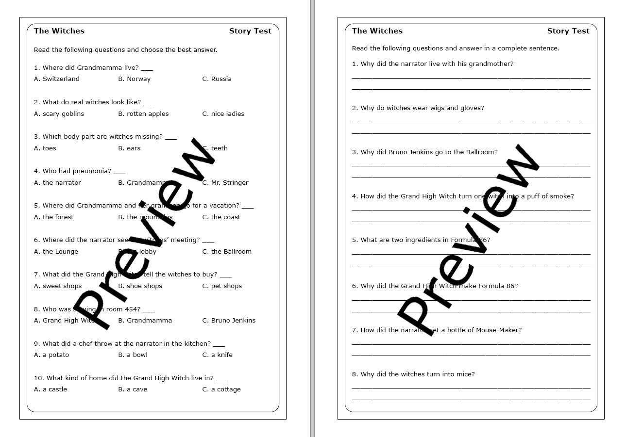 Roald Dahl "The Witches" worksheets | Made By Teachers