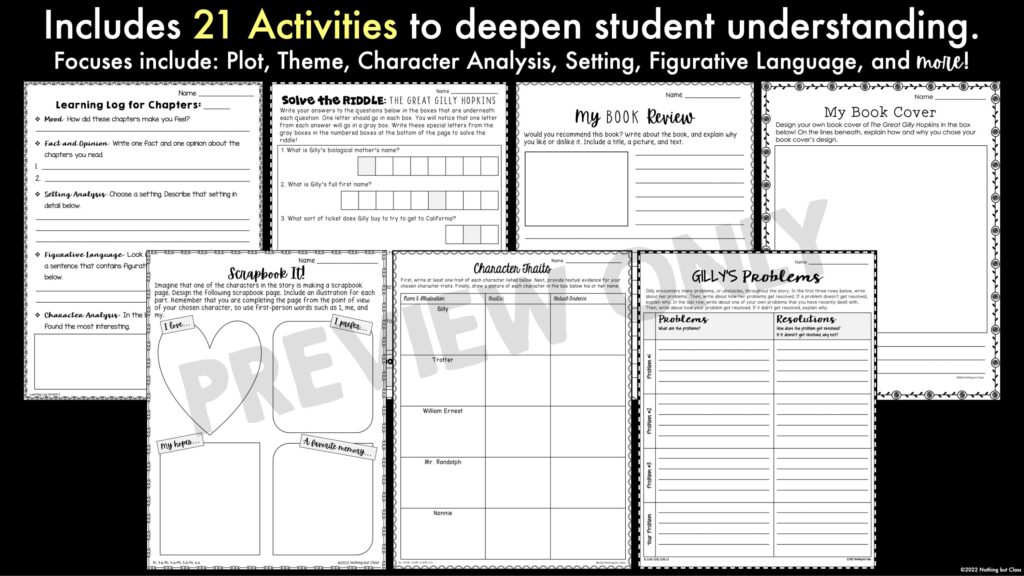 The Great Gilly Hopkins Novel Study | Comprehension and Vocabulary with ...