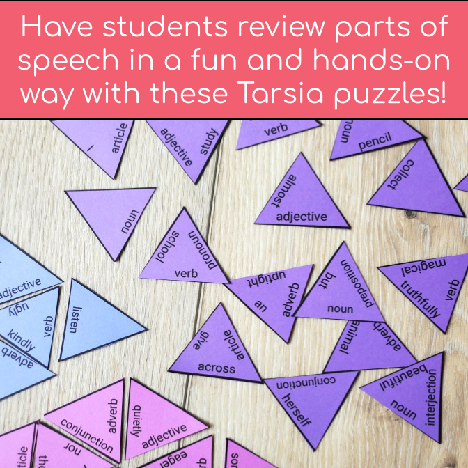 Parts of Speech Tarsia Puzzles: Fun grammar review! | Made By Teachers