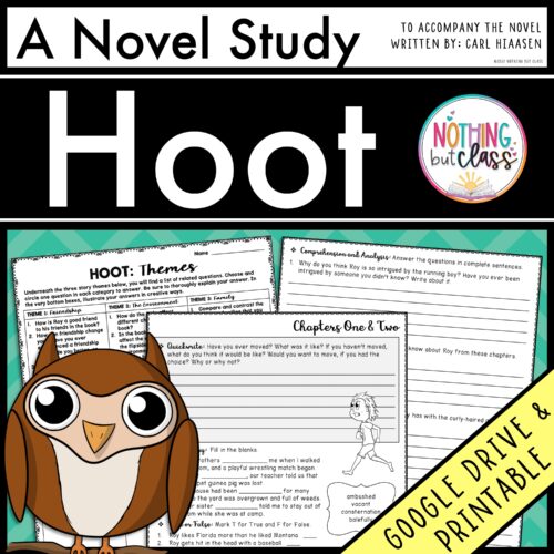Hoot Novel Study Unit | Comprehension and Vocabulary with Activities ...
