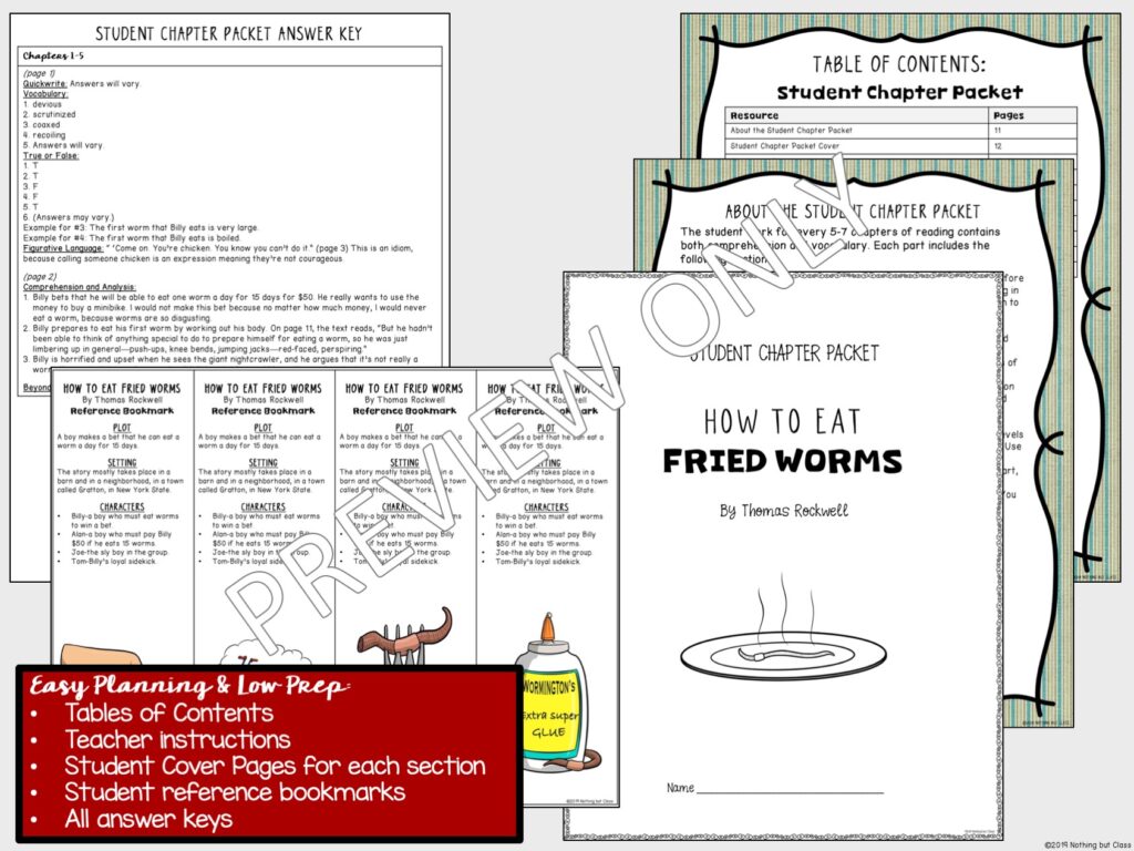 How to Eat Fried Worms Novel Study Unit | Comprehension and Vocabulary ...