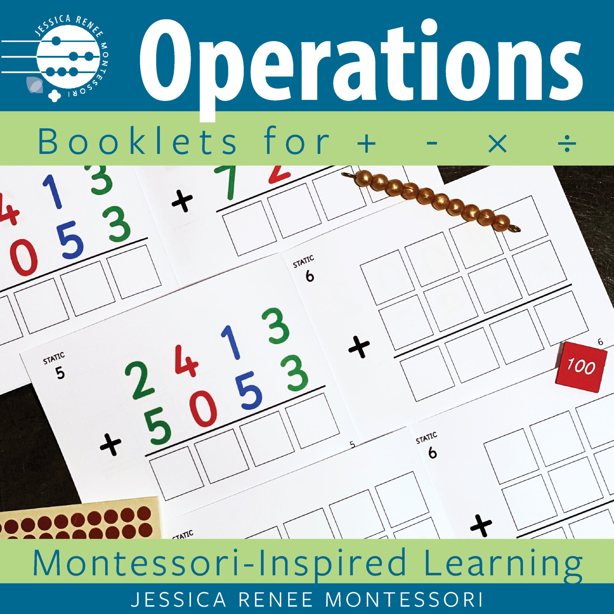 Montessori Math Golden Bead Task Cards and Recording Booklets, All 4 ...