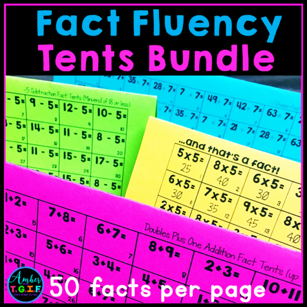Math Fact Fluency Tents Bundle | Addition Subtraction Multiplication ...