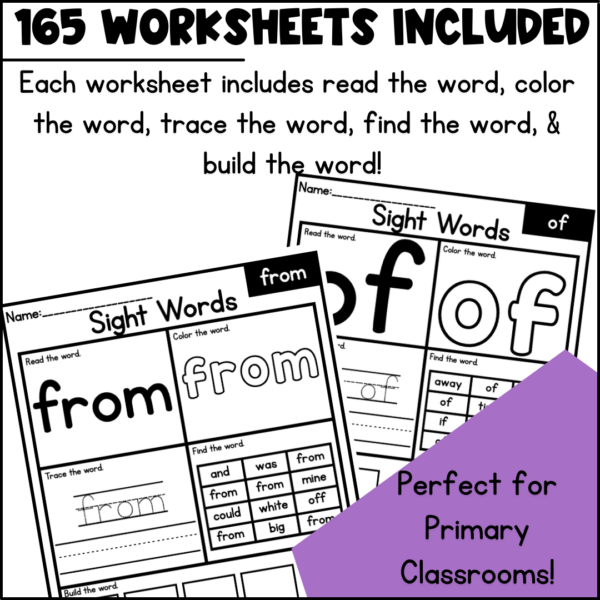 High Frequency Words Worksheets - Kindergarten Sight Word Practice ...